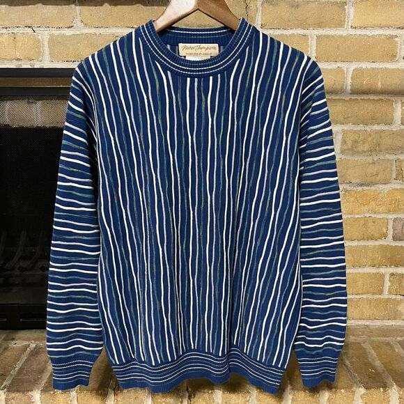 Norm Thompson | Sweaters | Vintage Norm Thompson Mens Blue 3d Texture ...
